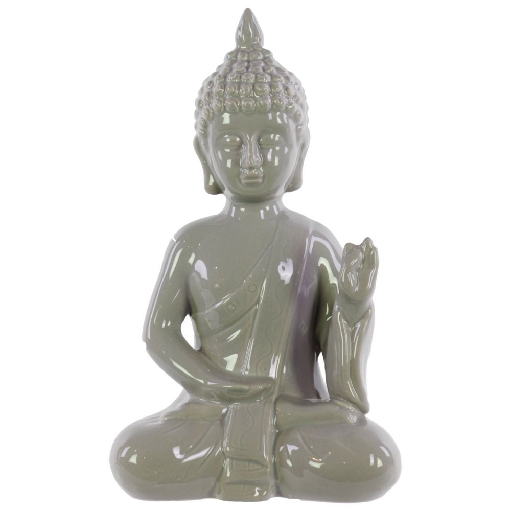 Ceramic Meditating Buddha In Abhaya Mudra - Grey - Walmart.com