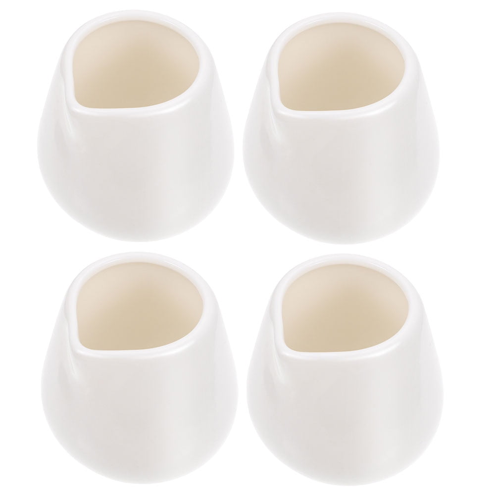 Ceramic Milk Cup 4 Pcs Small Coffee Cups Sauce Containers Creami White ...
