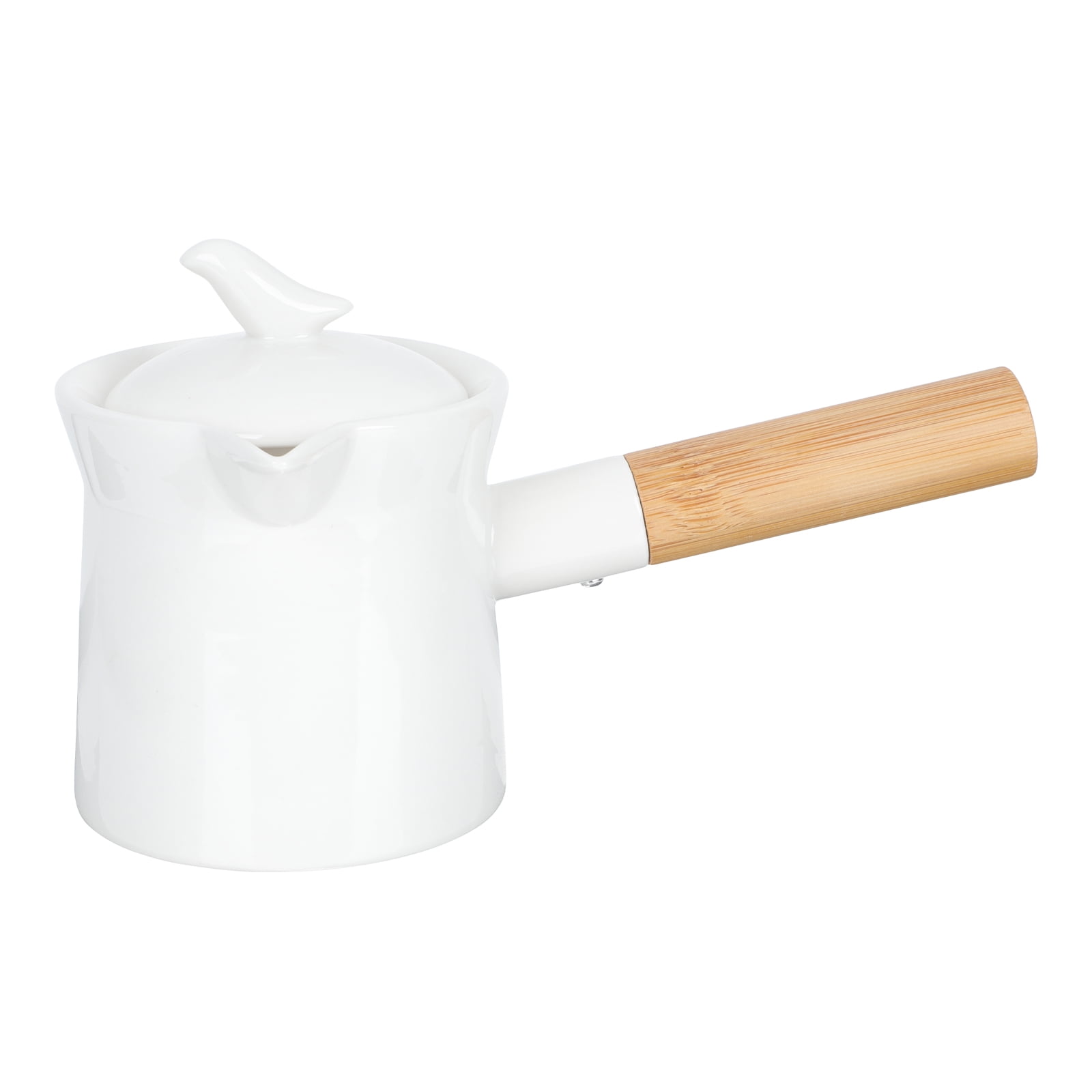 Ceramic Milk Pan Mini Coffee Pot Enamel Saucepan (300ML, White ...
