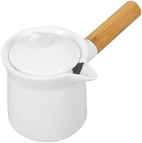 Ceramic Milk Warmer Pot 350ml Enamel Pan Non-stick Saucepan With Lid ...