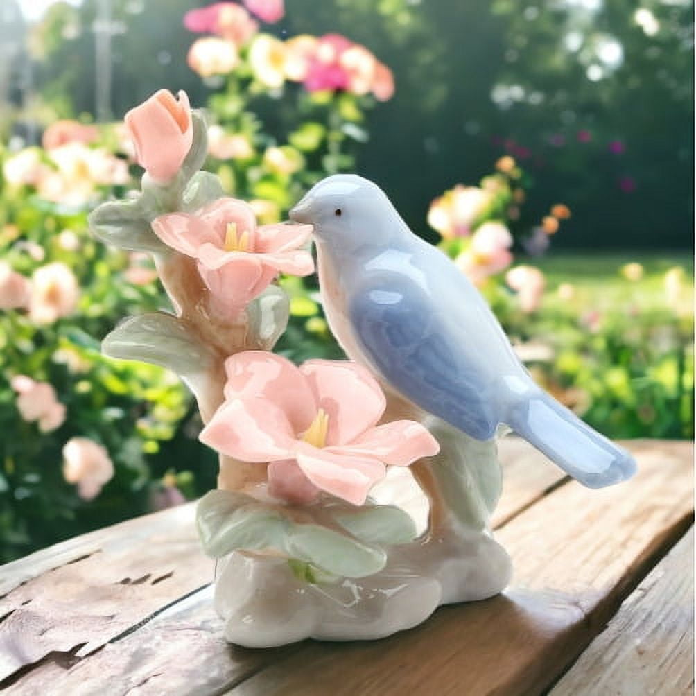 Ceramic Mini Bluebird Figurine with Azalea Flower 2.375 inches Gift ...