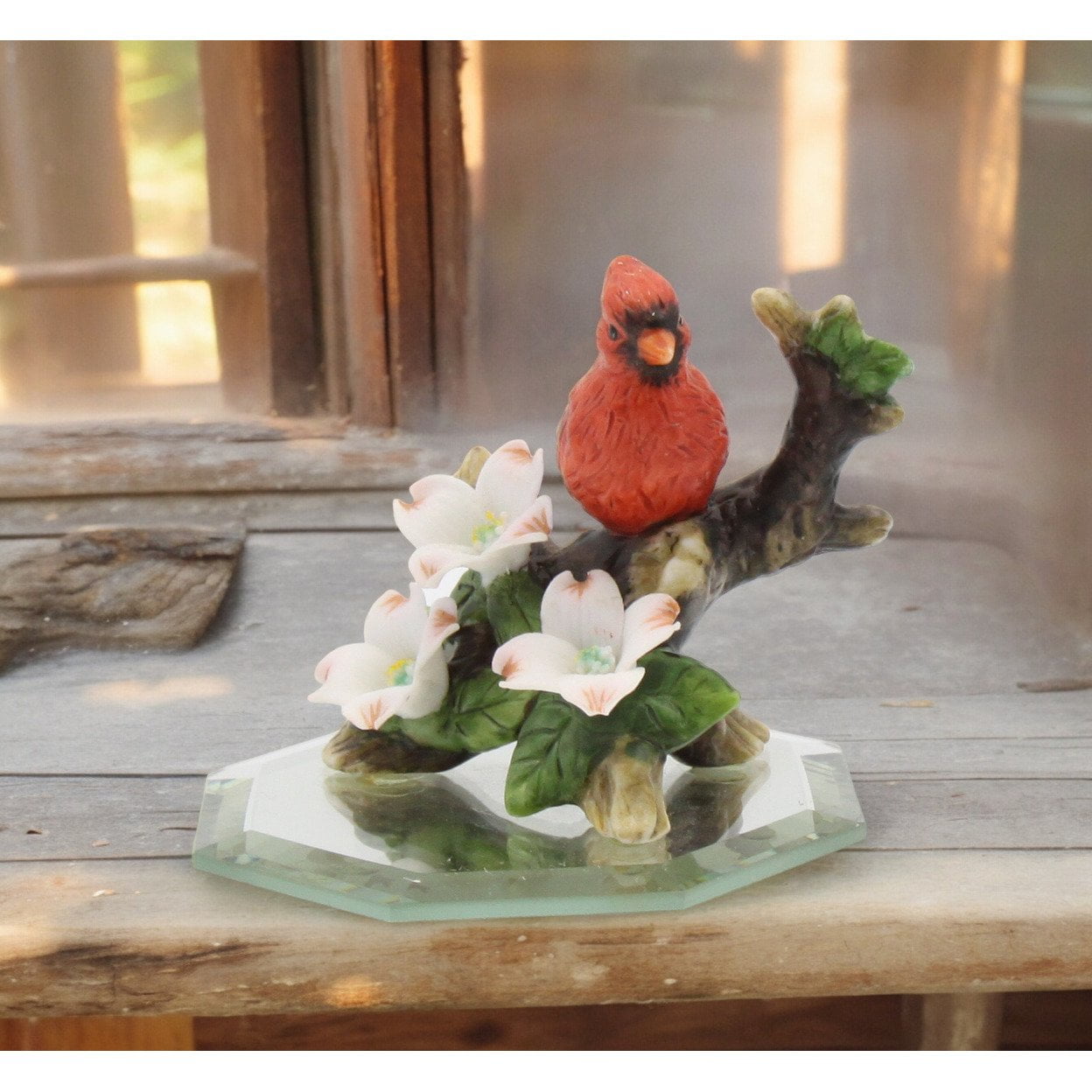 Ceramic Mini Cardinal Bird Figurine 2 inch Glass Base Home Decor Gift ...