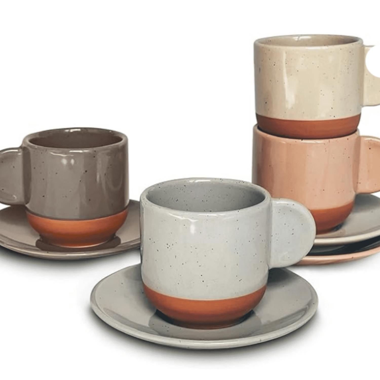Ceramic Mini Espresso Cups Set of 4, 3oz - Tiny Italian Inspired Mugs ...