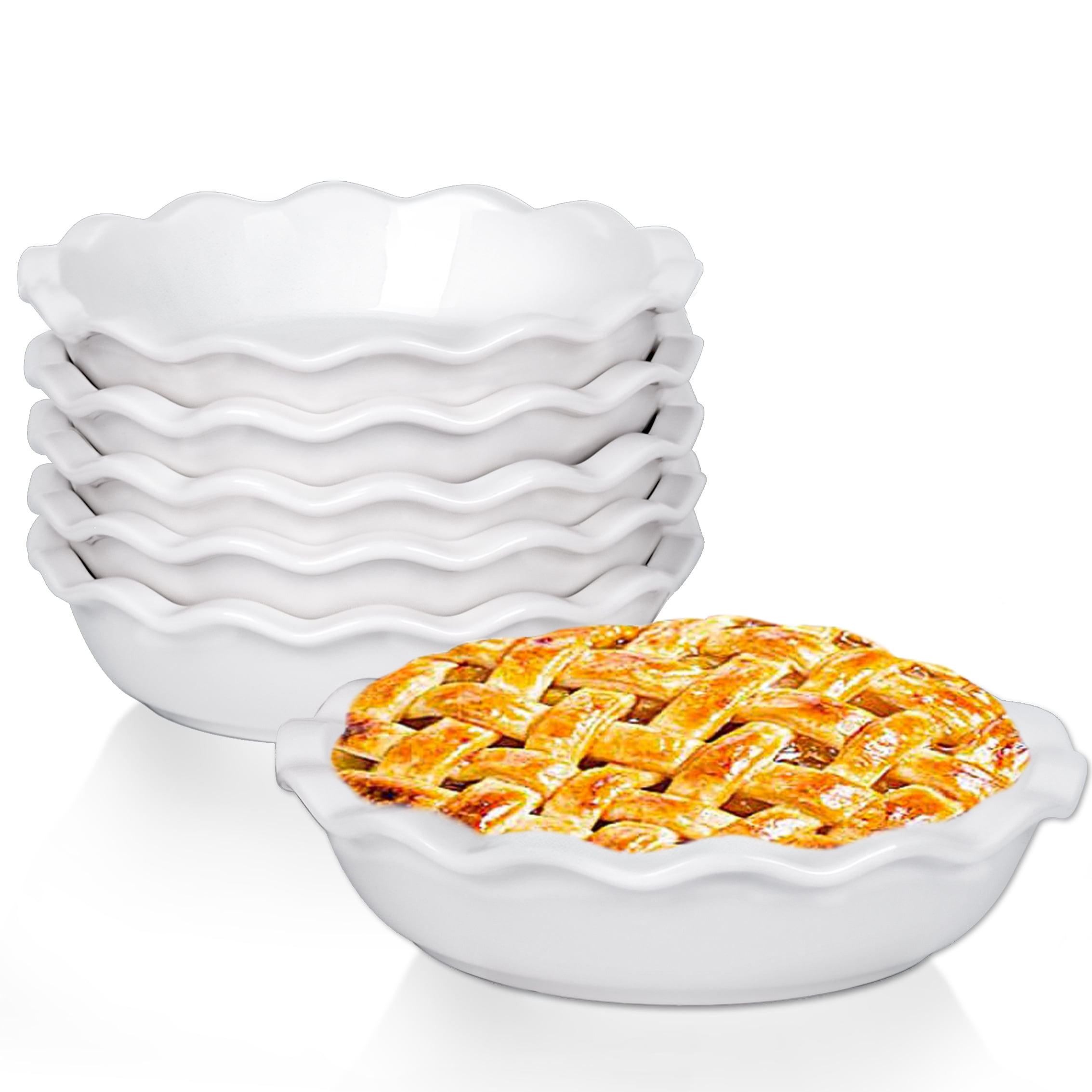 Ceramic Mini Pie Pans, 6.5 Inch Individual Small Pie Pans, 12 Oz Pie ...