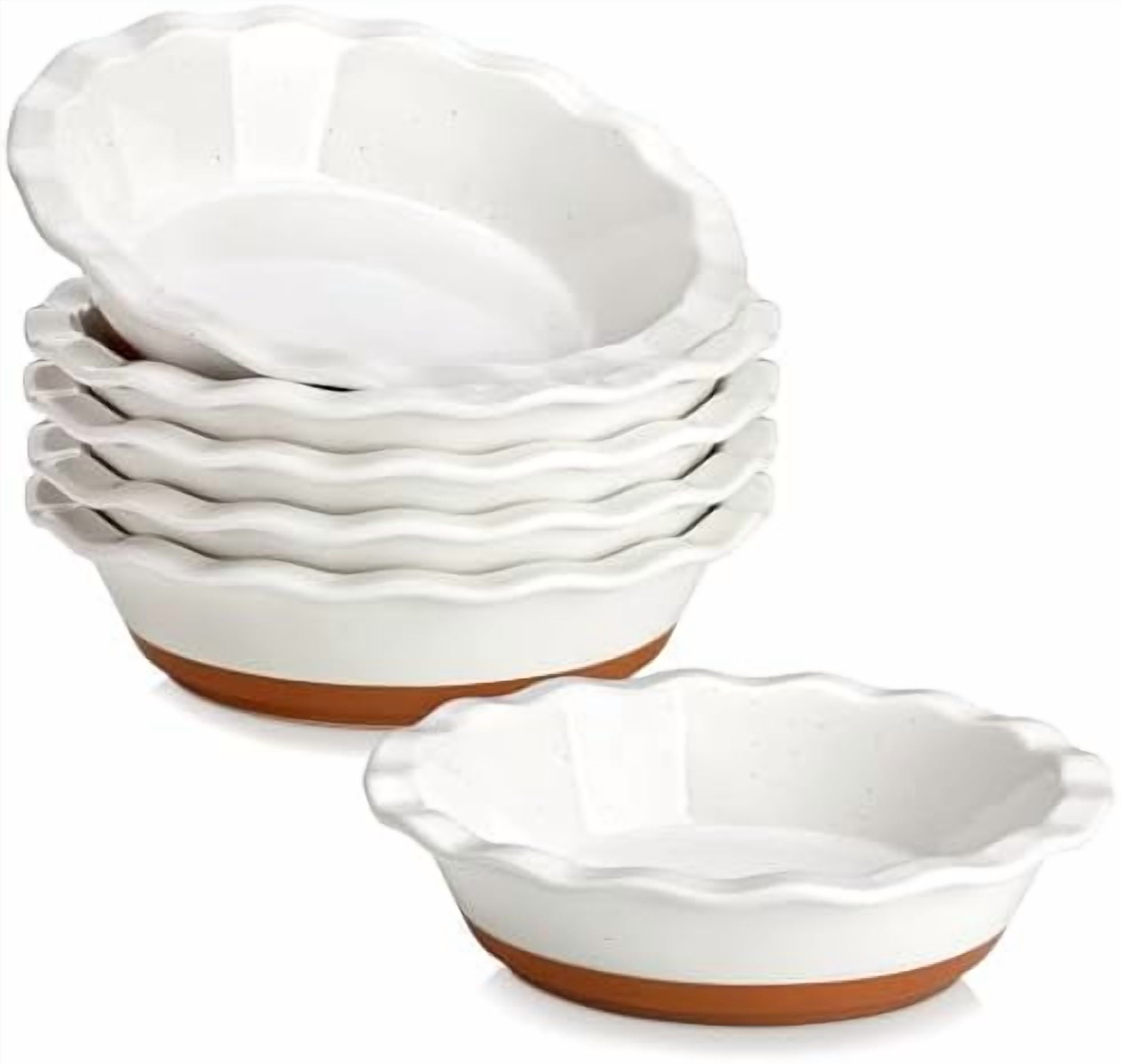 Ceramic Mini Pie Pans Set of 6, 6 Inch Pie Plates for Baking with ...