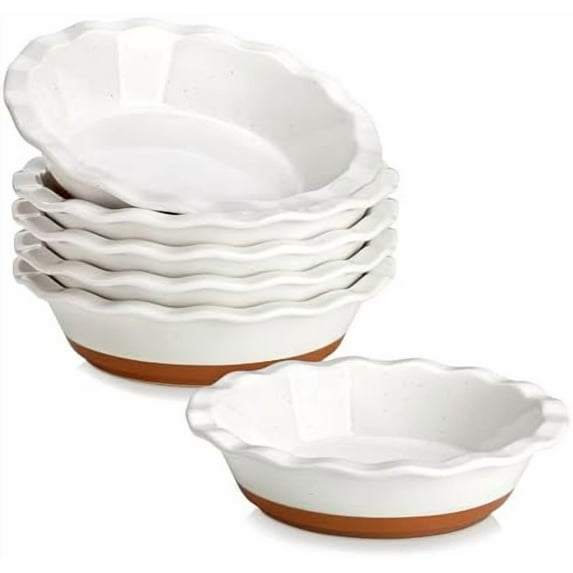 Ceramic Mini Pie Pans Set of 6, 6 Inch Pie Plates for Baking with ...