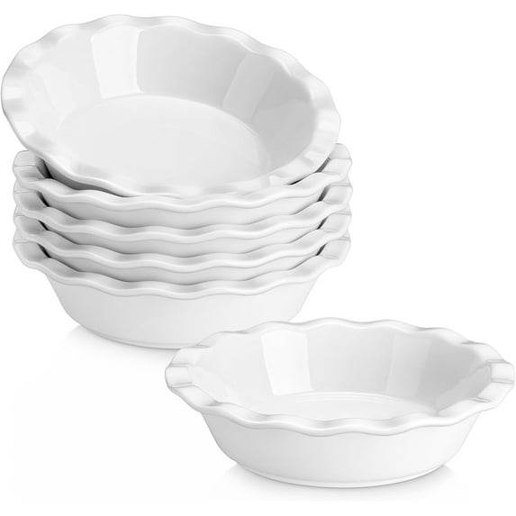 Ceramic Mini Pie Pans Set of 6, 6 Inch Pie Plates for Baking with ...