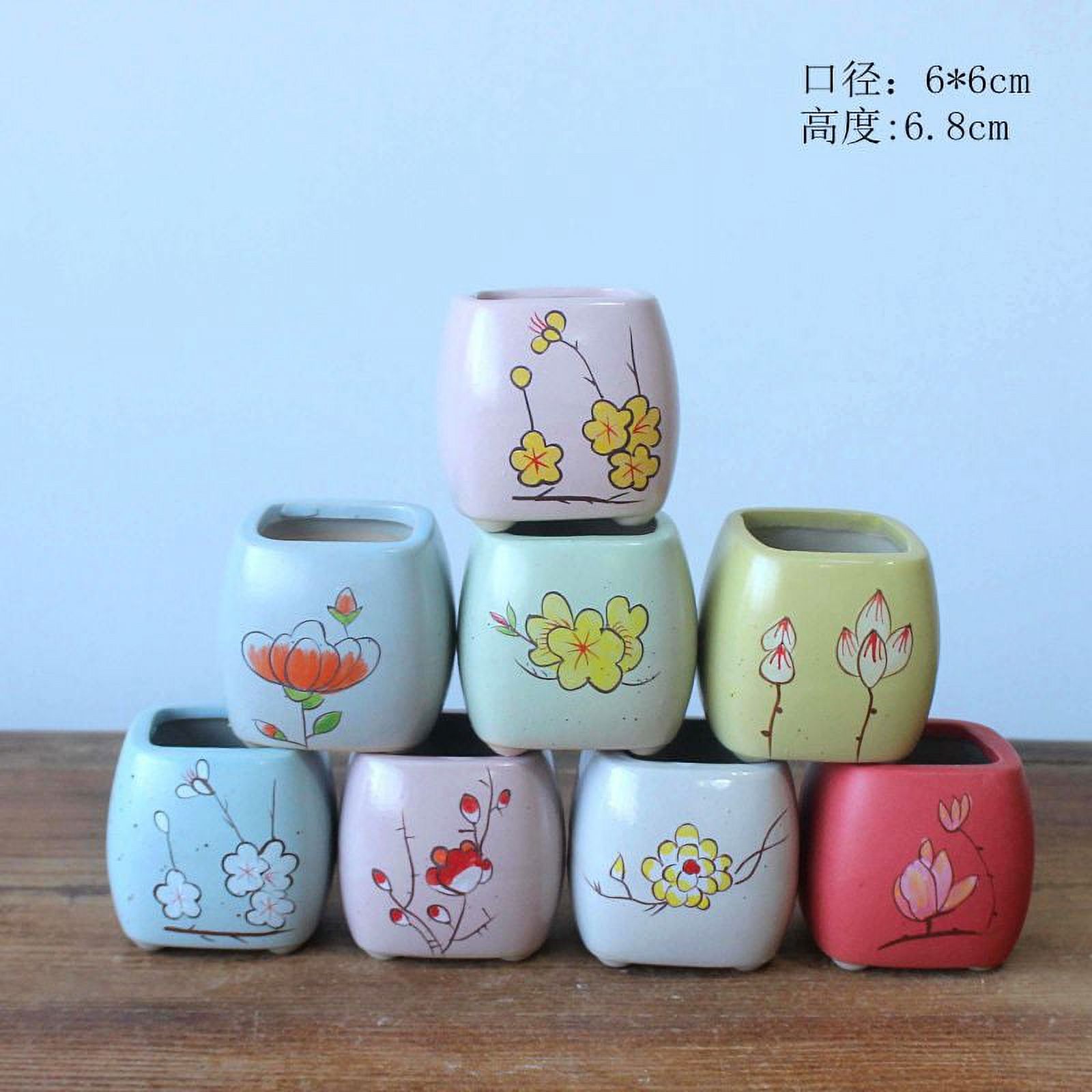 Ceramic Mini Succulent Planter - Hand-painted Thumb Pot for Seedlings ...