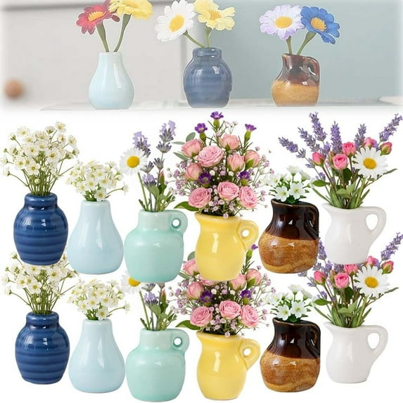 Ceramic Mini Vase Fridge Magnets,Cute Plant Ceramic Mini Vases for ...