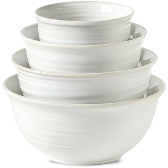 Ceramic Mixing Bowls, 2.1/1.5/1.0/0.5 Qt, Nesting Bowls for Cooking ...