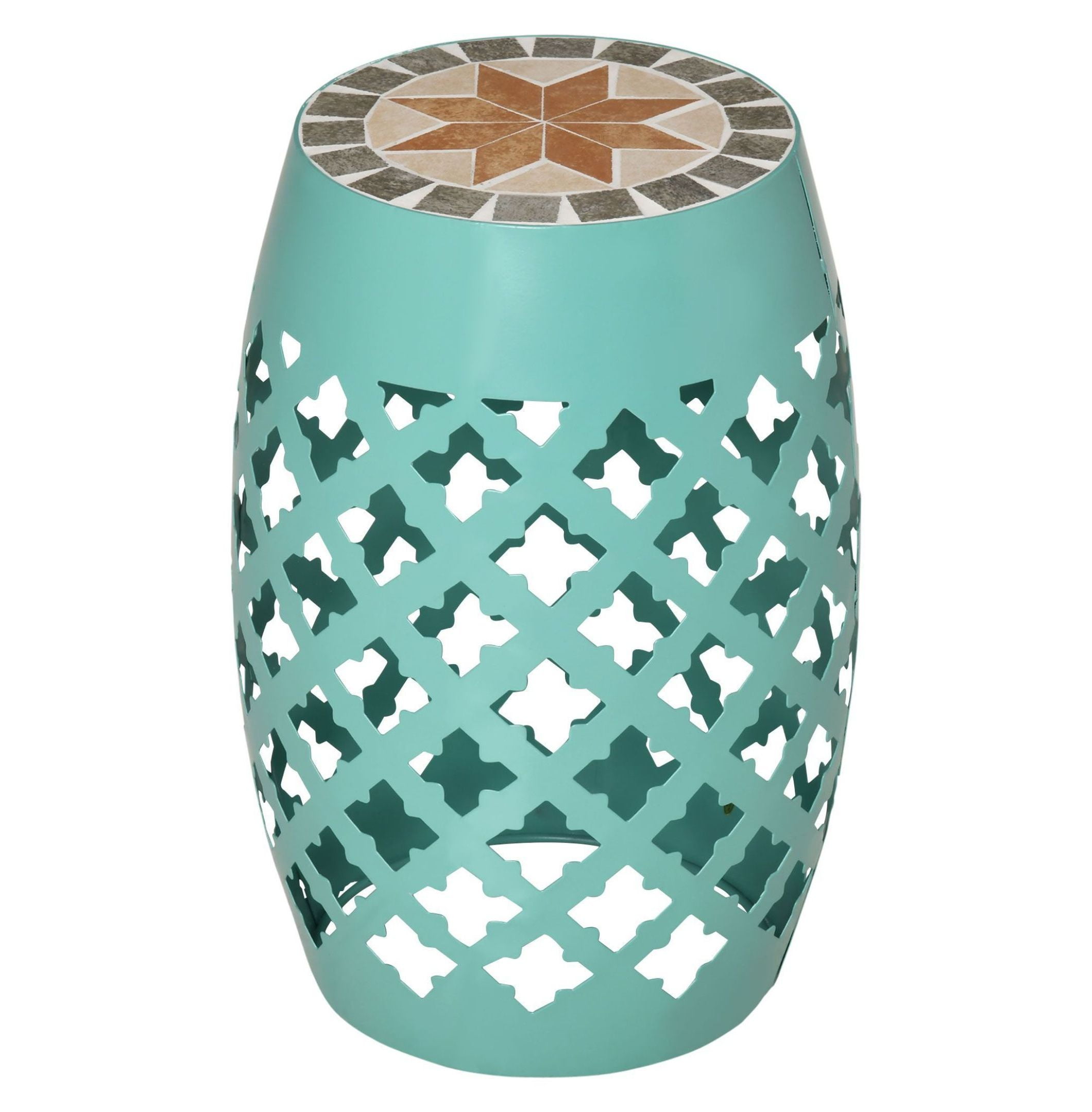 Ceramic Mosaic Patio Round Side Table Outdoor Footstool Garden Accent ...