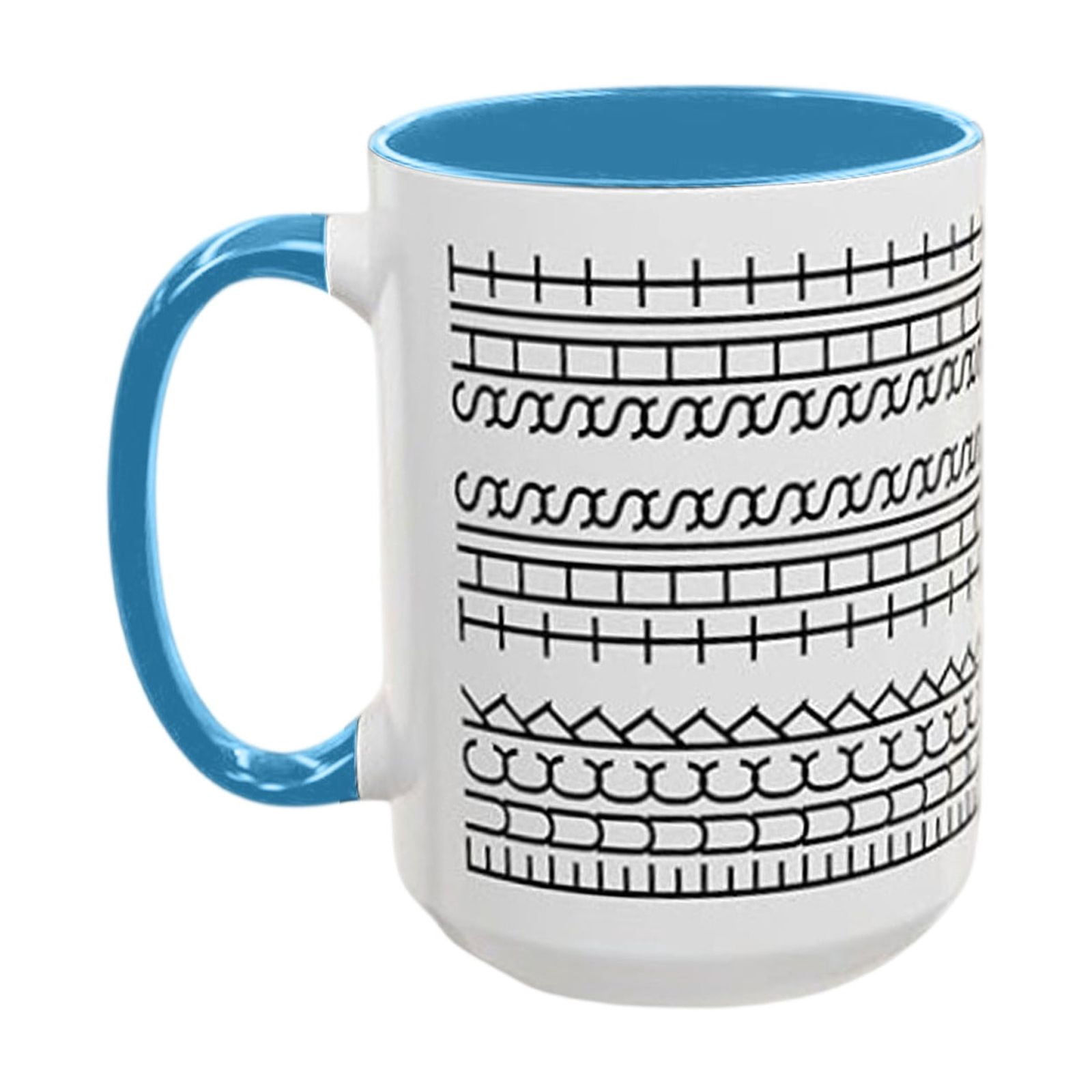 Ceramic Mug – Creative Line Pattern, Large Handle Modern Style Coffee ...