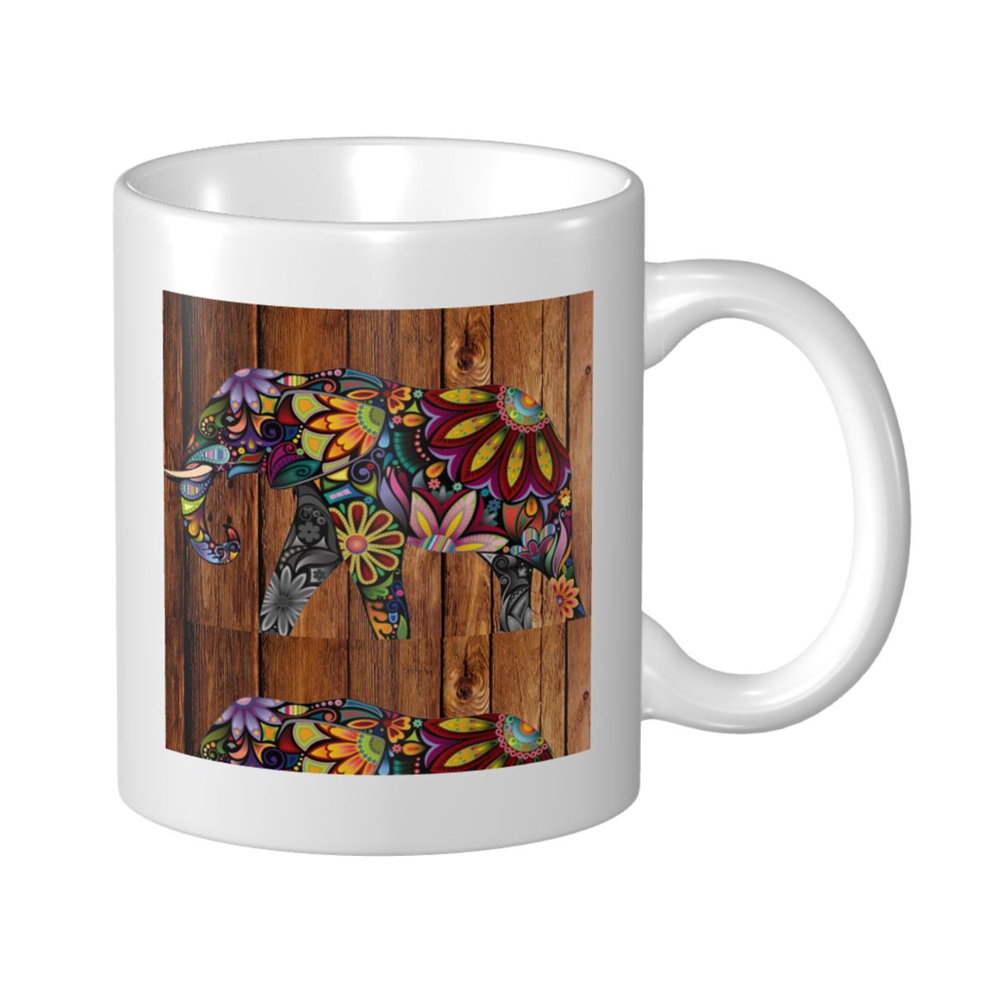 Ceramic Mug Funny Coffee Milk Tea Mug Cup Colorful Flower Elephant Cup ...