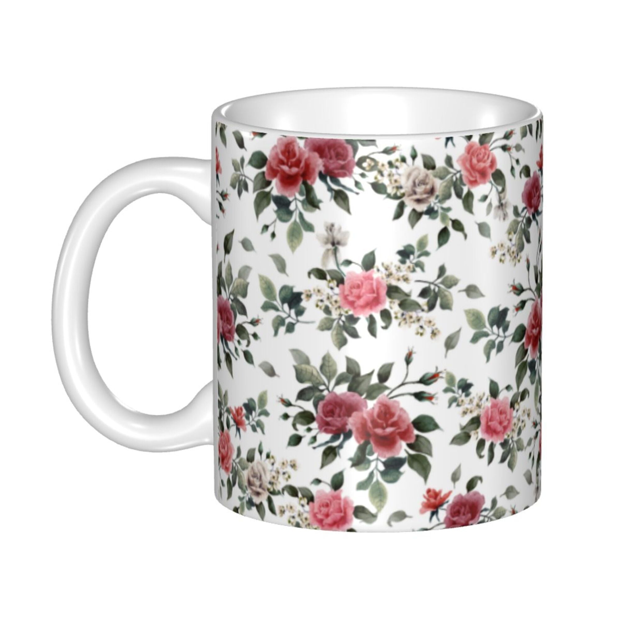 Ceramic Mug Funny Coffee Milk Tea Mug Cup Floral red white and pink ...