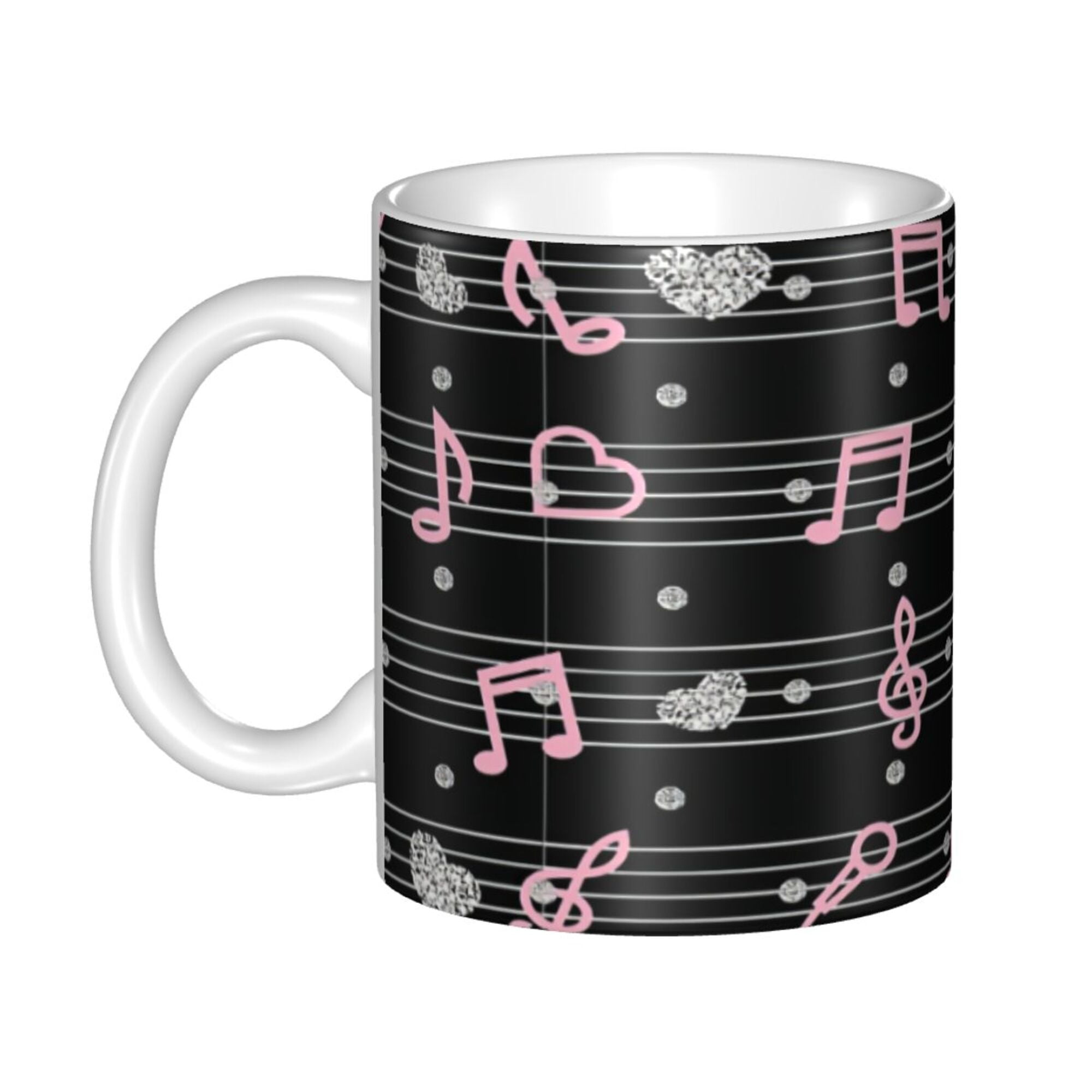 Ceramic Mug Funny Coffee Milk Tea Mug Cup Musiknote mit silbernem ...