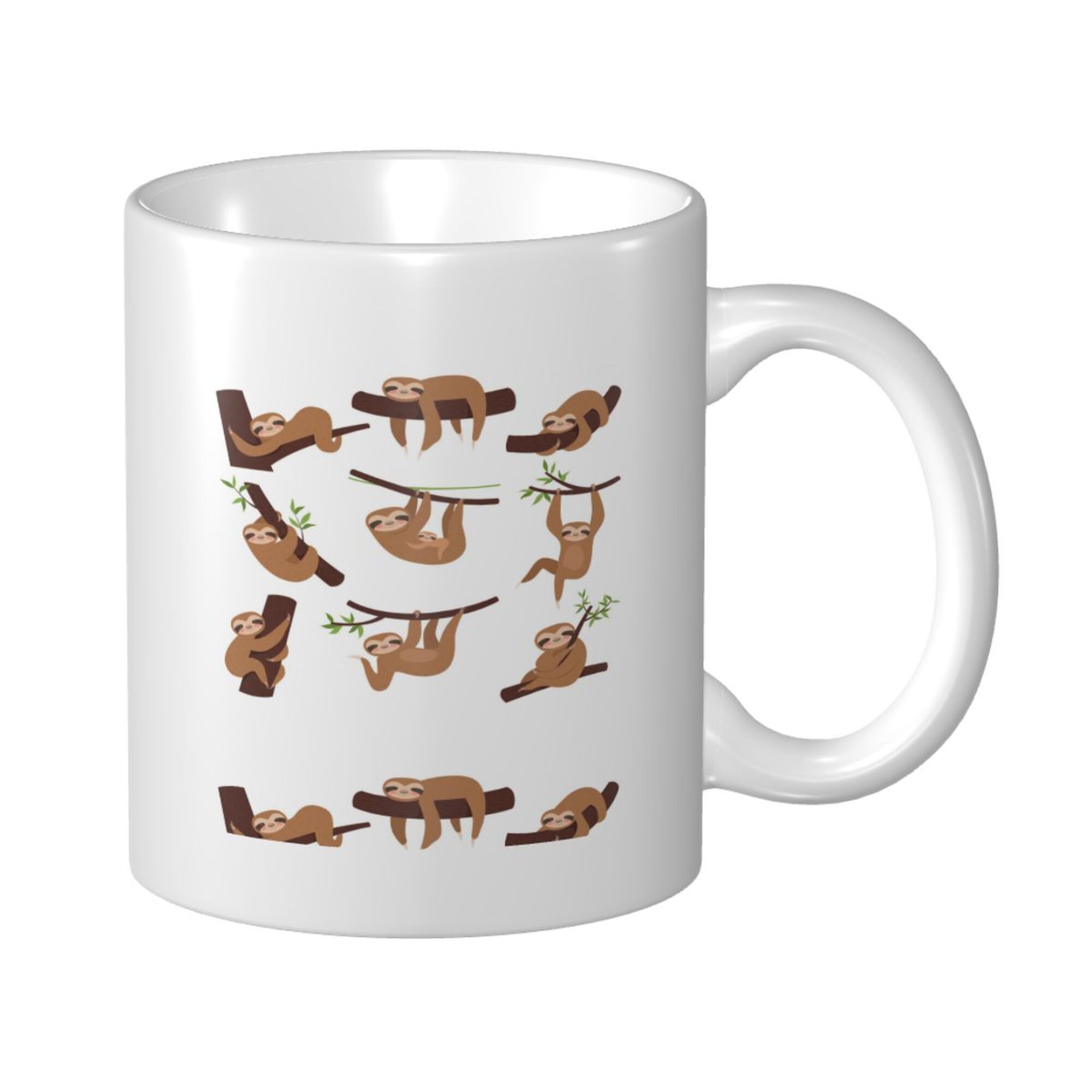 Ceramic Mug Funny Coffee Milk Tea Mug Cup Sloth on branch Cute little ...
