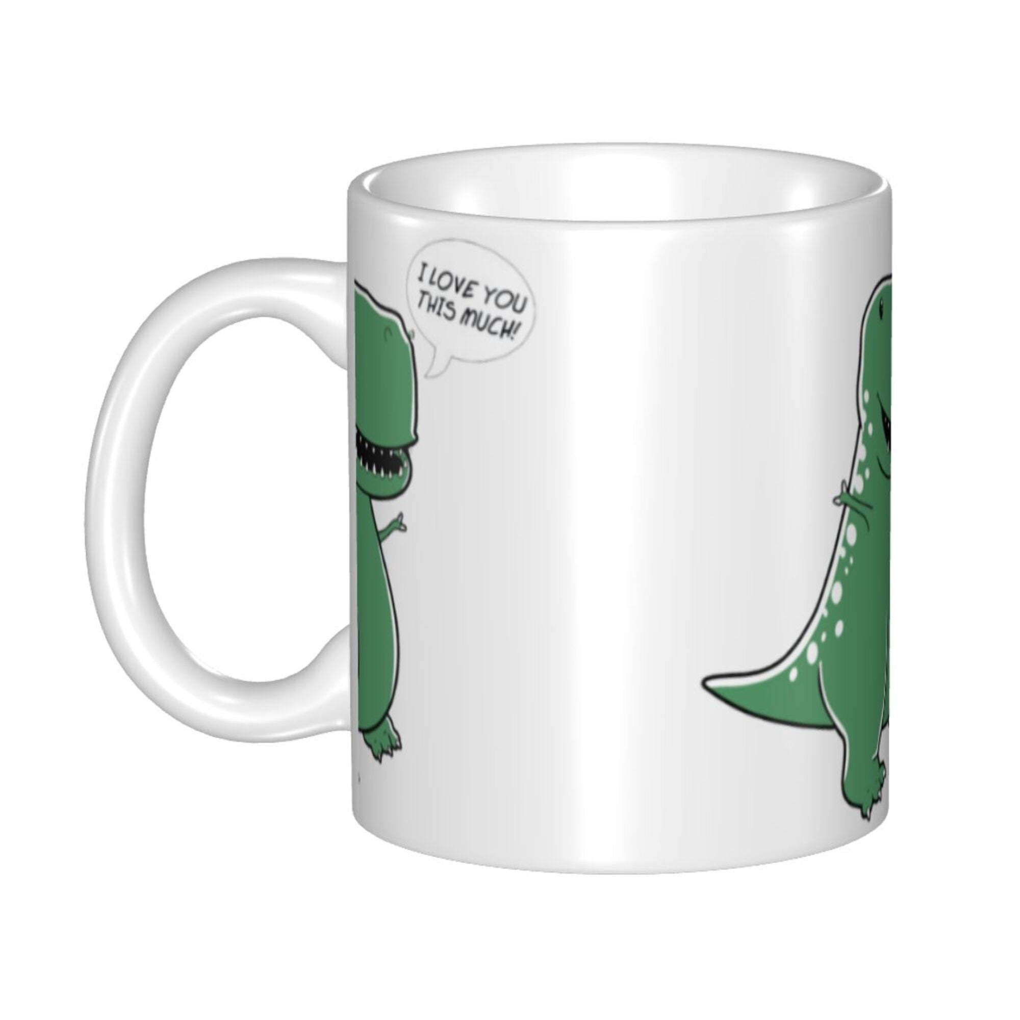 Ceramic Mug Funny Coffee Milk Tea Mug Cup T-Rex Loves You This Much Cup ...
