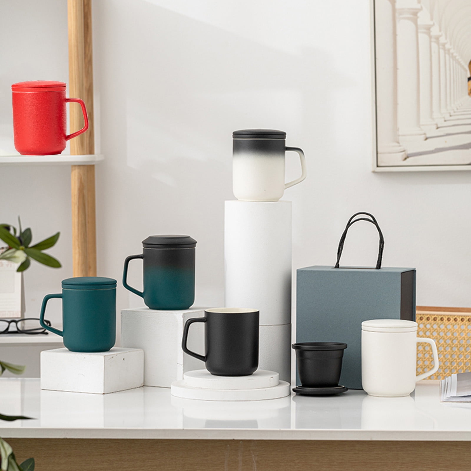 Ceramic Mug With Lid Filter | Office Tea Cup With Stainless Steel ...