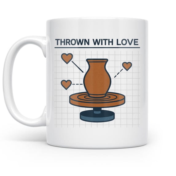Ceramic Mug Pottery Wheel Blueprint and Heart Design 11 oz - Walmart.com