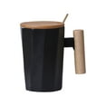 Ceramic Mug With Wooden Handle And Lid, Modern Drinkware For Coffee Tea ...