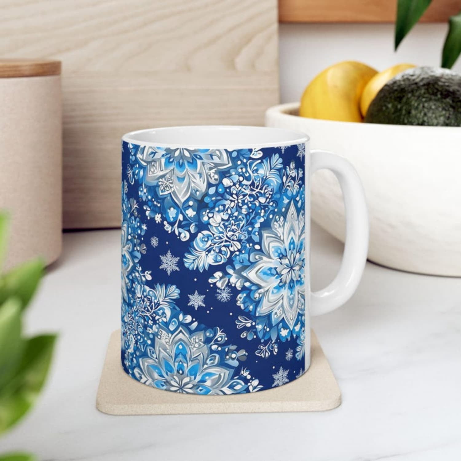 Ceramic Mug, blue flower mandala - Gift Garden Lovers, Tea Drinkers ...