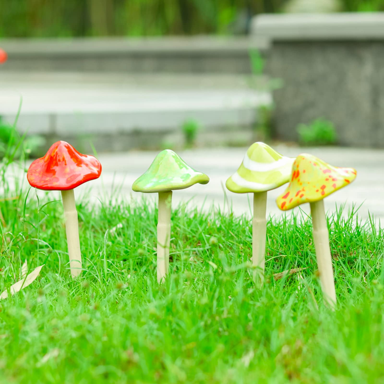 Ceramic Mushroom Garden Decor - 4pcs Ceramic Mushrooms for Garden ...