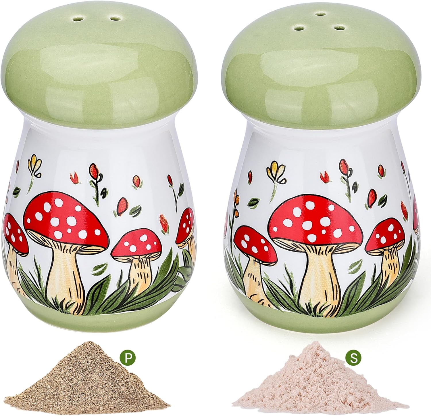 Ceramic Mushroom Salt and Pepper Shakers Set – Whimsical Kitchen Decor ...