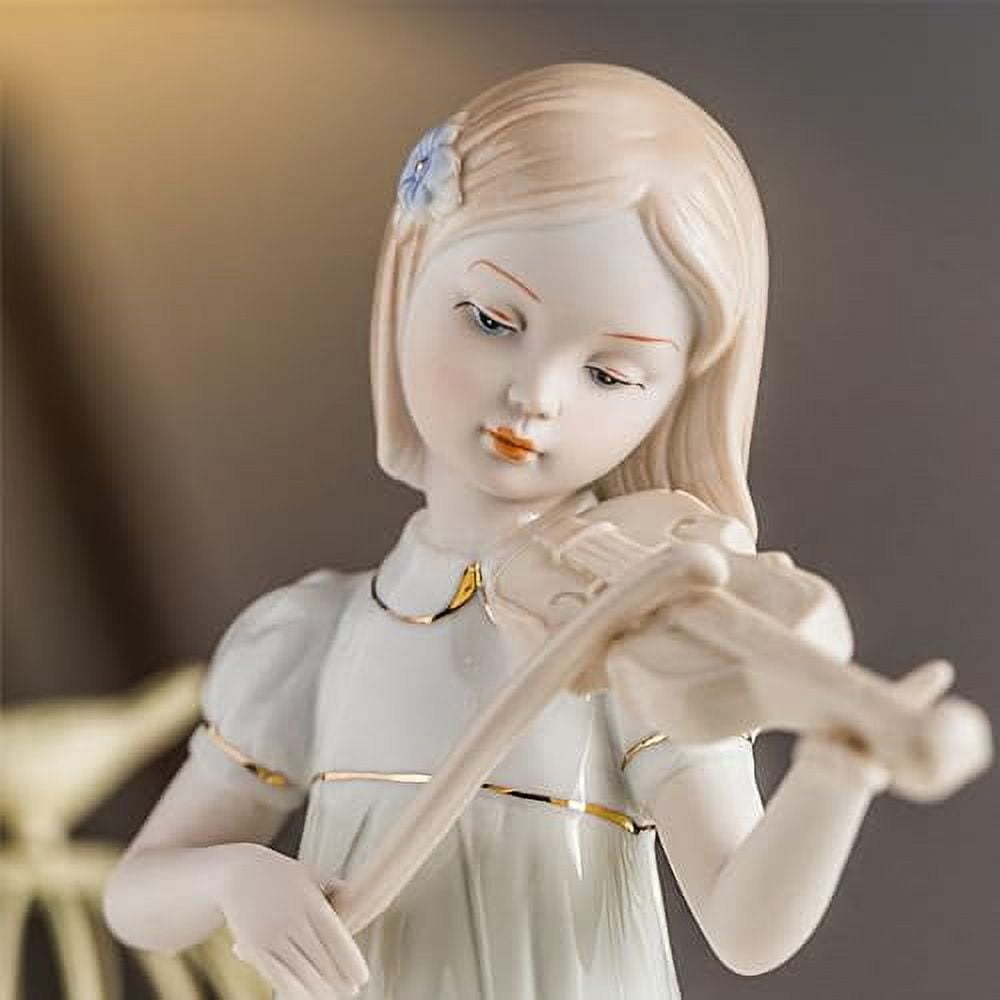 Ceramic Musician Violin Girl Figurines Statues Porcelain Music ...