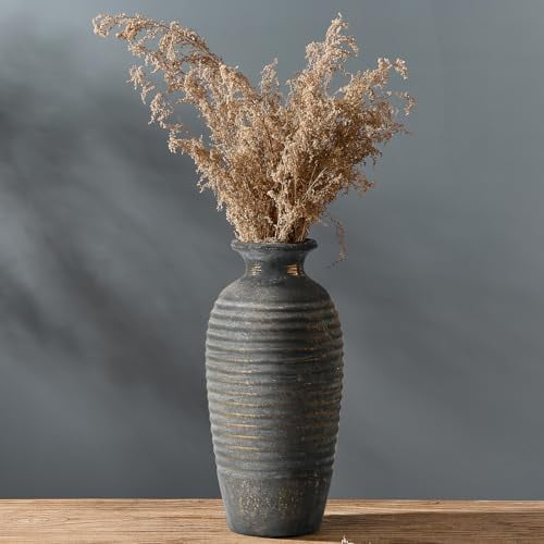 Ceramic Natural Rustic Vase, 14.4 Inch Large Vintage Flower | Threaded ...