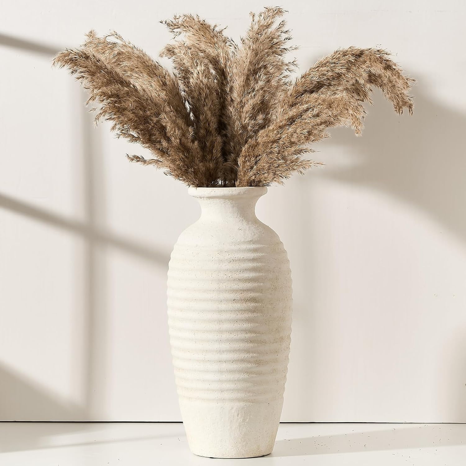 Ceramic Natural Rustic Vase, 14.4 Inch Large Vintage Flower Threaded ...