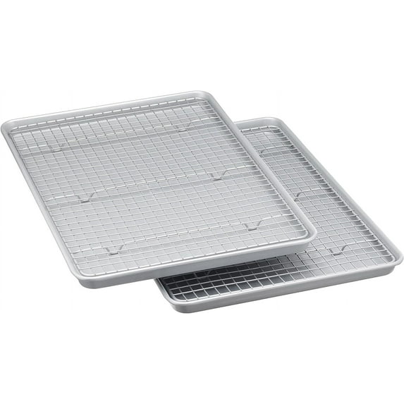 Ceramic Nonstick Baking Sheets & Cooling Rack Set, Non-Toxic, Half ...