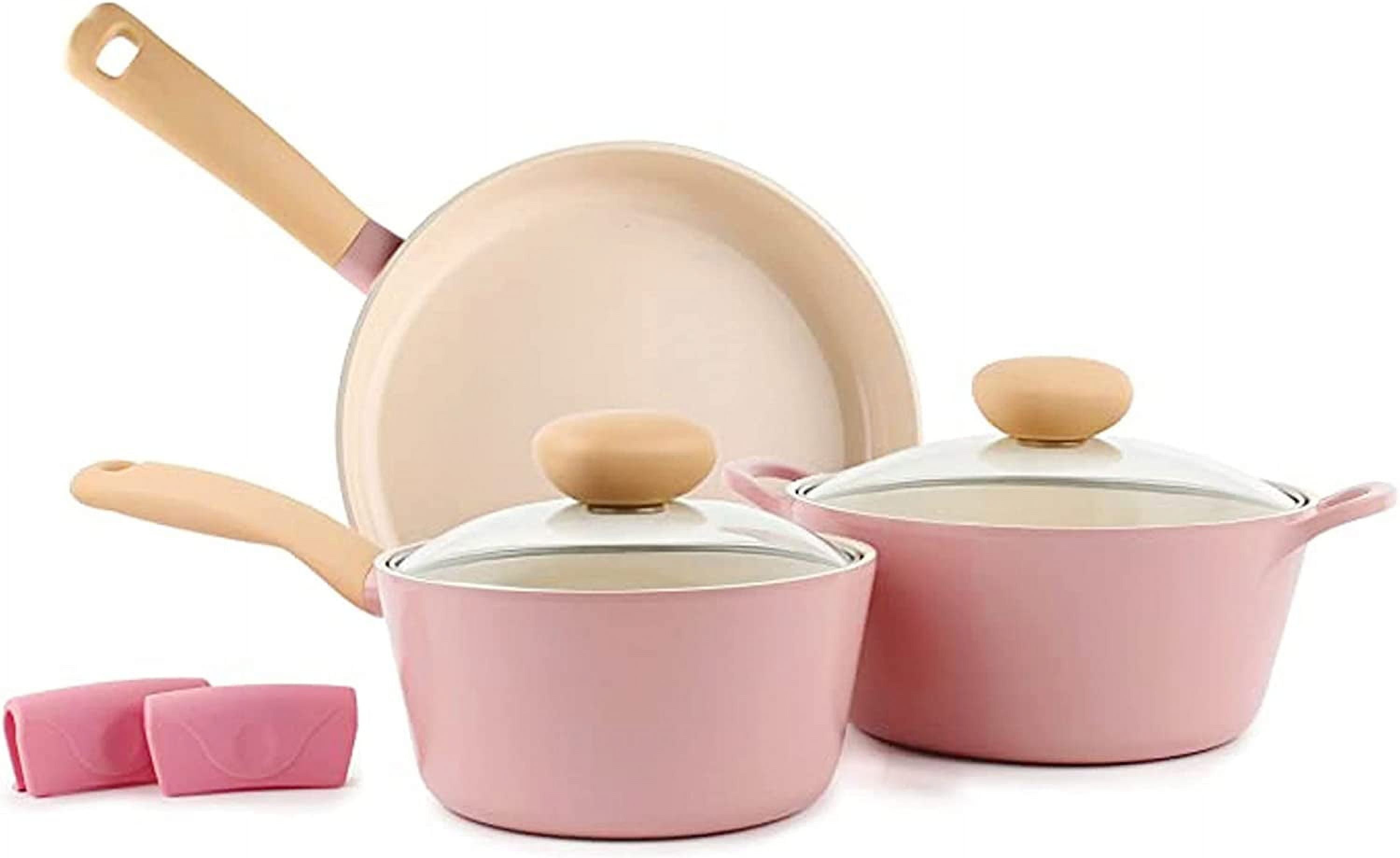 Ceramic Nonstick Cookware Set, Pots and Pans with Integrated Steam Vent ...