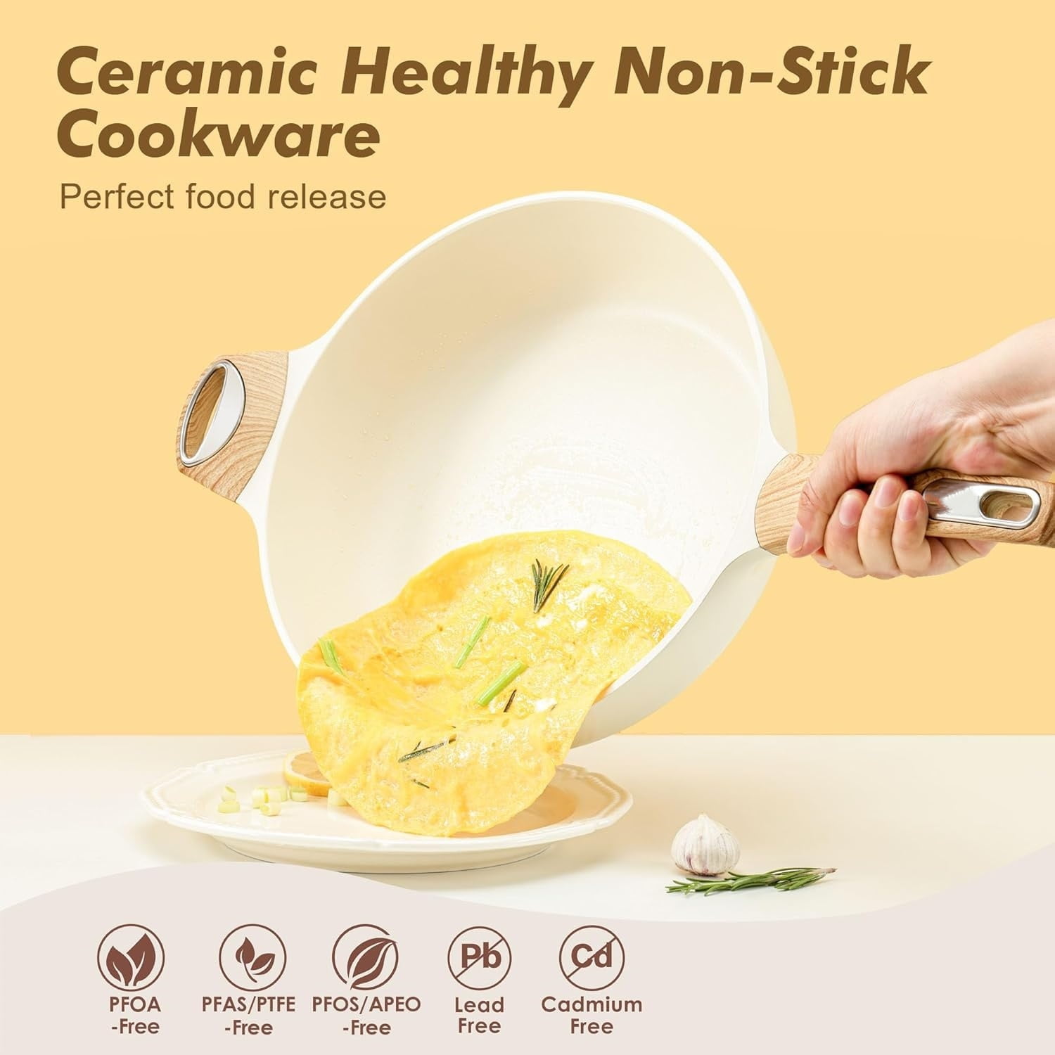 Ceramic Nonstick Frying Pan Skillet with Lid, 12 Inch Large Deep Frying ...