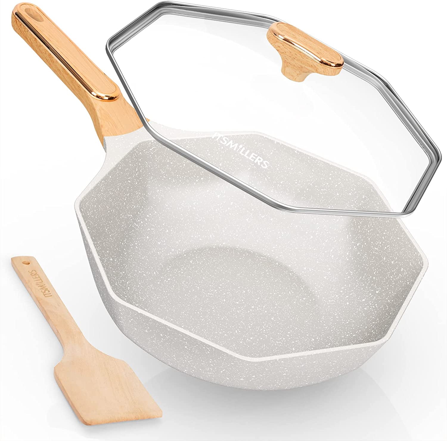 12.5 Inch Octagonal Wok ITSMILLERS 12.5 Inch Ceramic Nonstick Octagonal ...