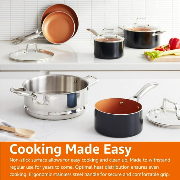 Ceramic Nonstick Pots and Pans Cookware Set, Dishwasher & Oven Safe ...