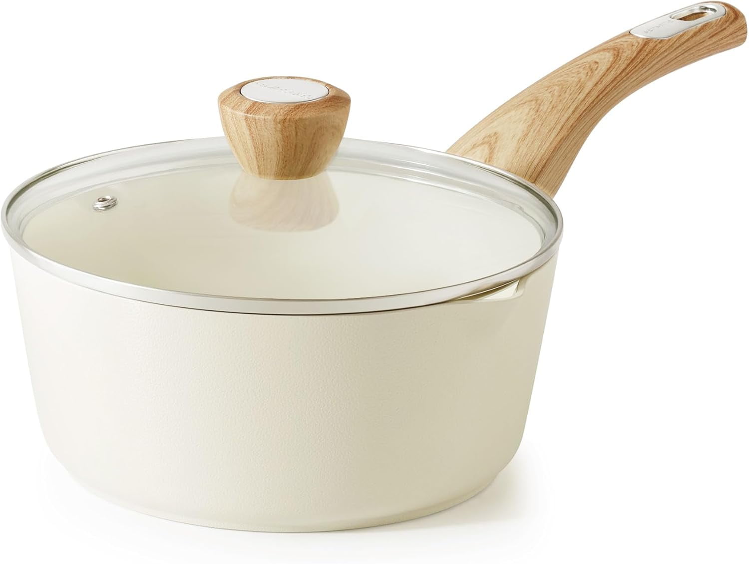Ceramic Nonstick Sauce Pan with Lid, 2.5 Quart Saucepan with Double ...