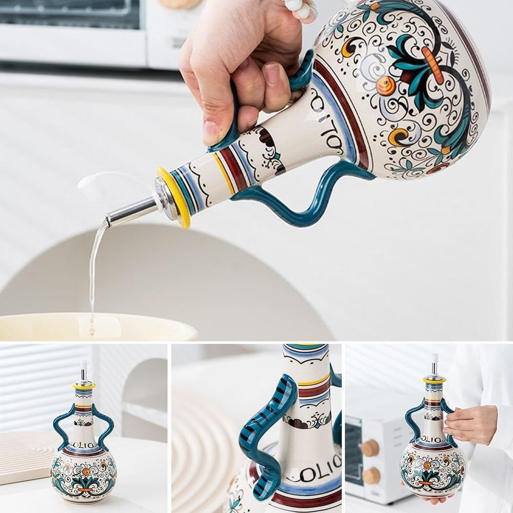 Ceramic Olive Oil Bottle Dispenser,Painted Ceramic Olive Oil jug,Oil ...