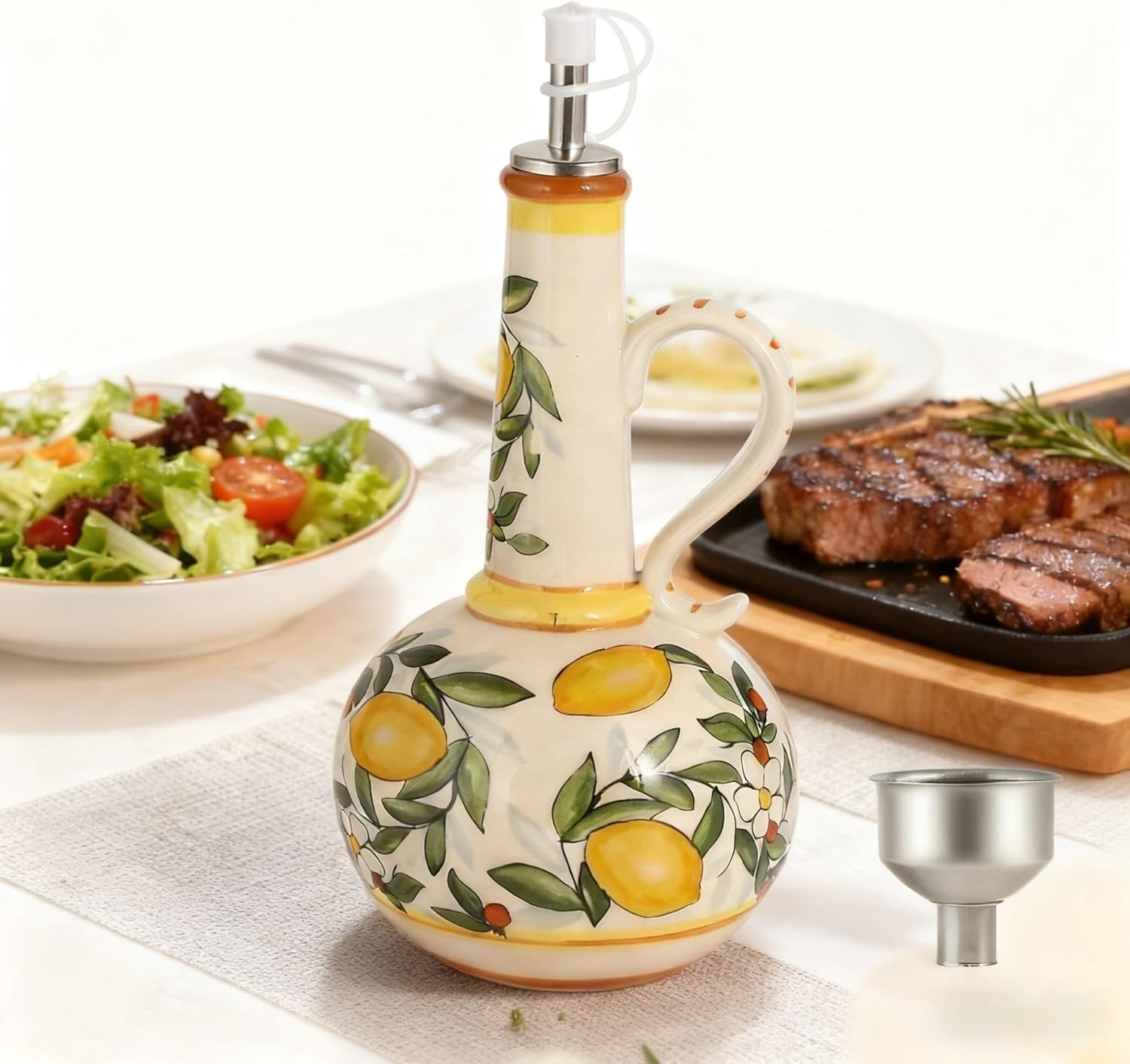 Ceramic Olive Oil Dispenser Bottle 23oz, Hand Painted Olive Oil Bottles ...