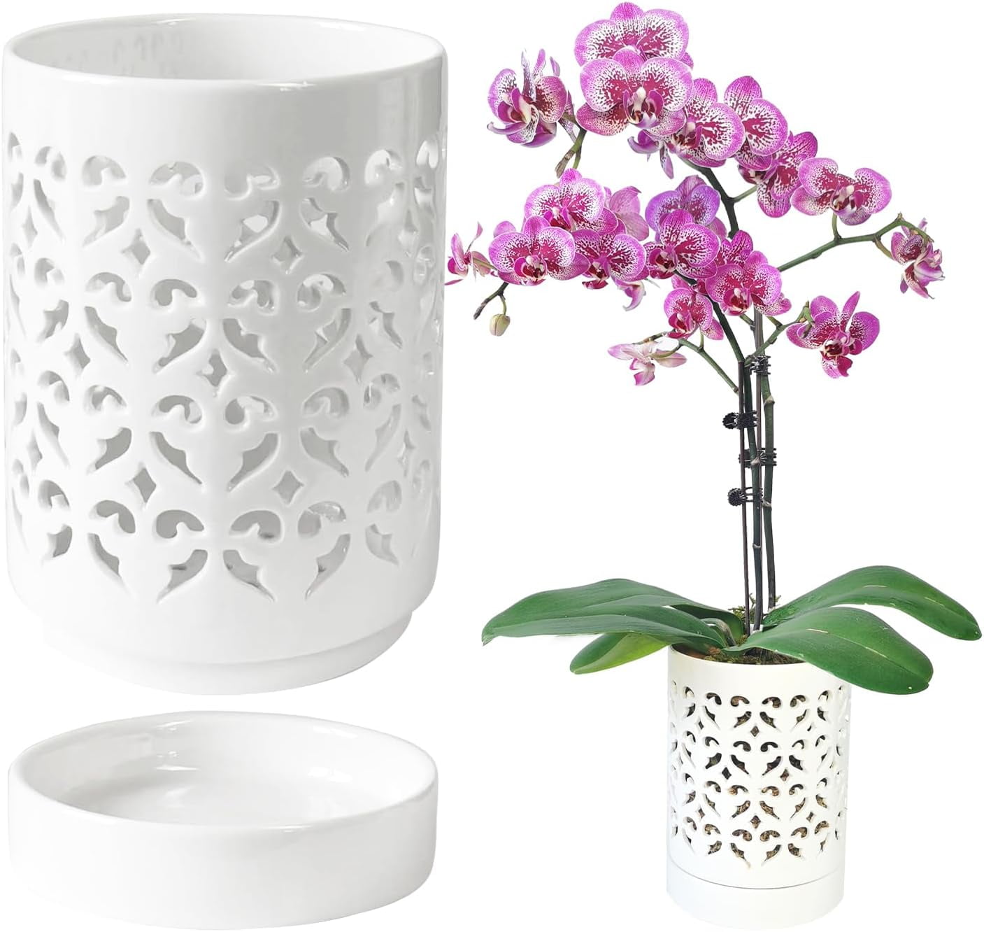 Ceramic Orchid Pot, Orchid Pots with Holes 4 Inch,for Repotting with ...