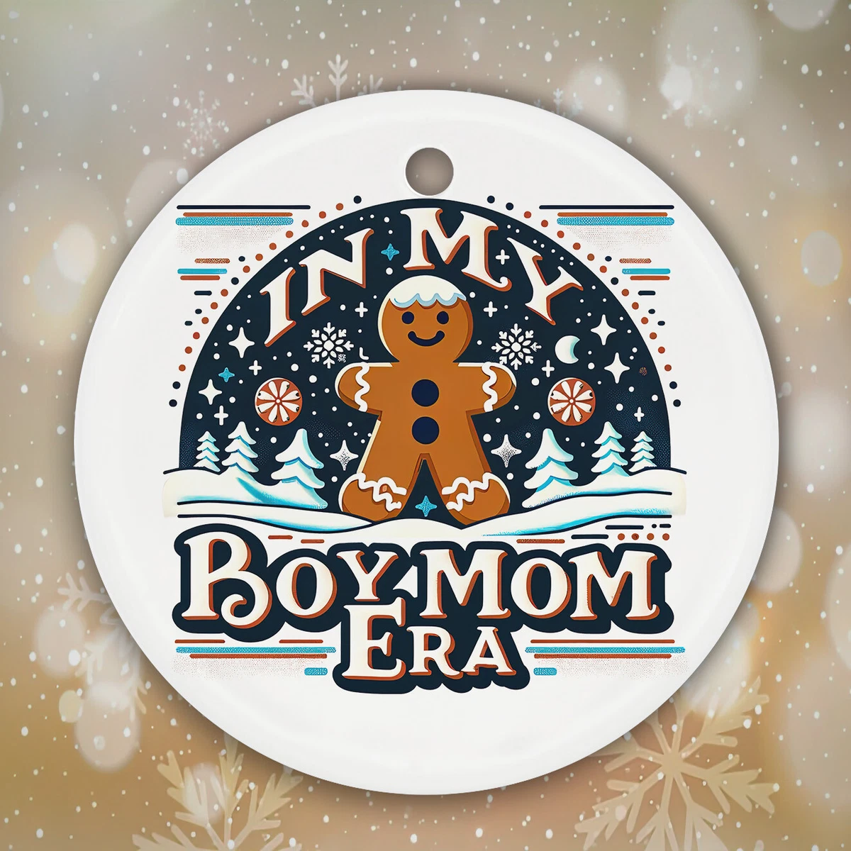 Ceramic Ornament Cute Gingerbread In My Boy Mom Era Groovy Retro Mommy ...