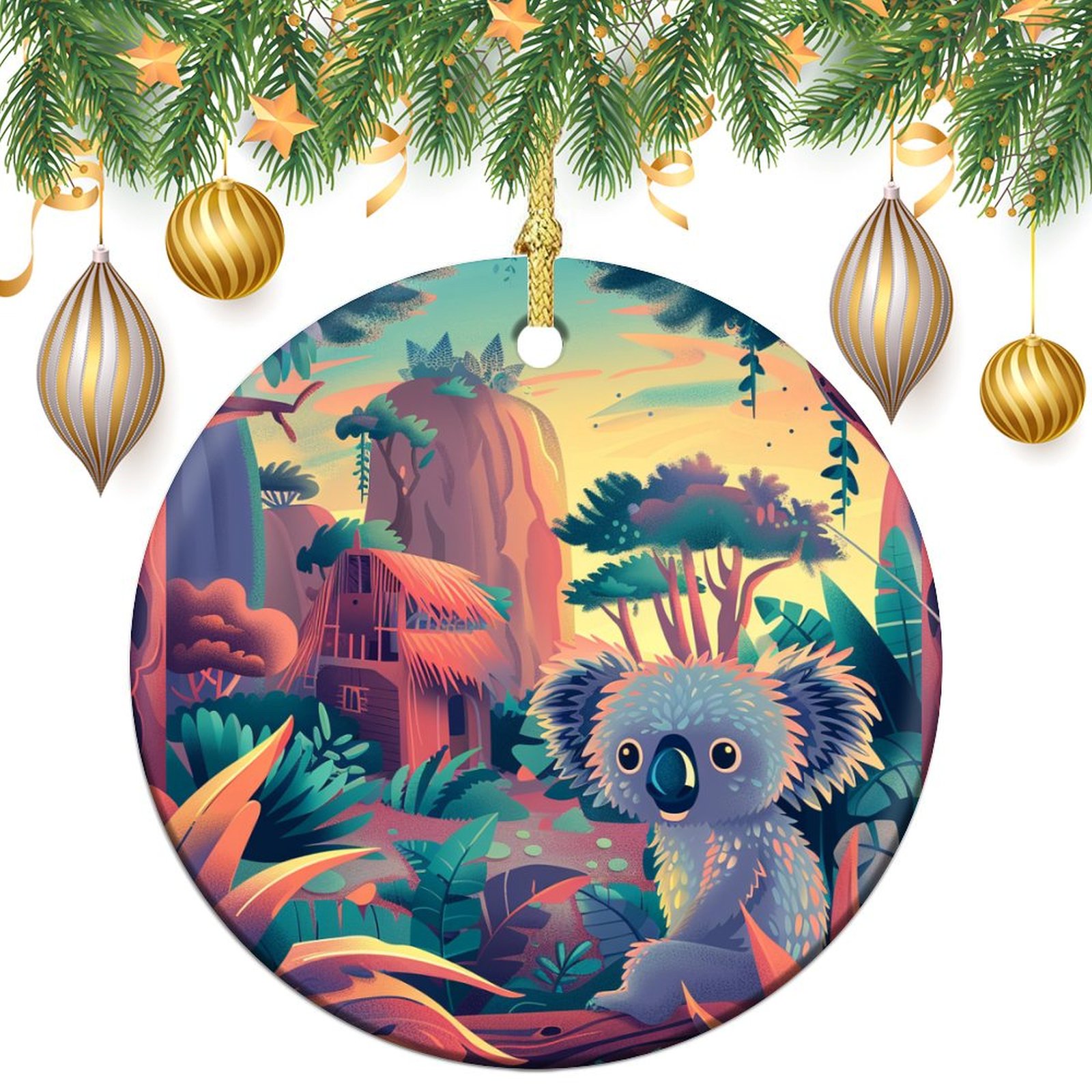 Ceramic Ornament Cute Koala Bear 2024 Christmas Ornaments Abstract ...