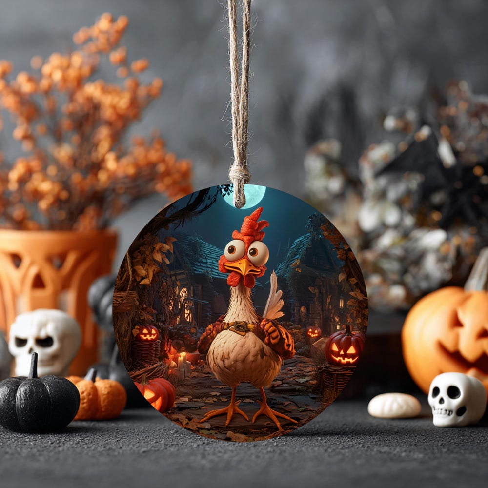 Ceramic Ornament, Hallo.Ween Chicken Decoration - Spooky Haunted House ...