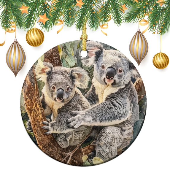 Ceramic Ornament Koala Bears Sitting In The Tree Personalized Christmas ...