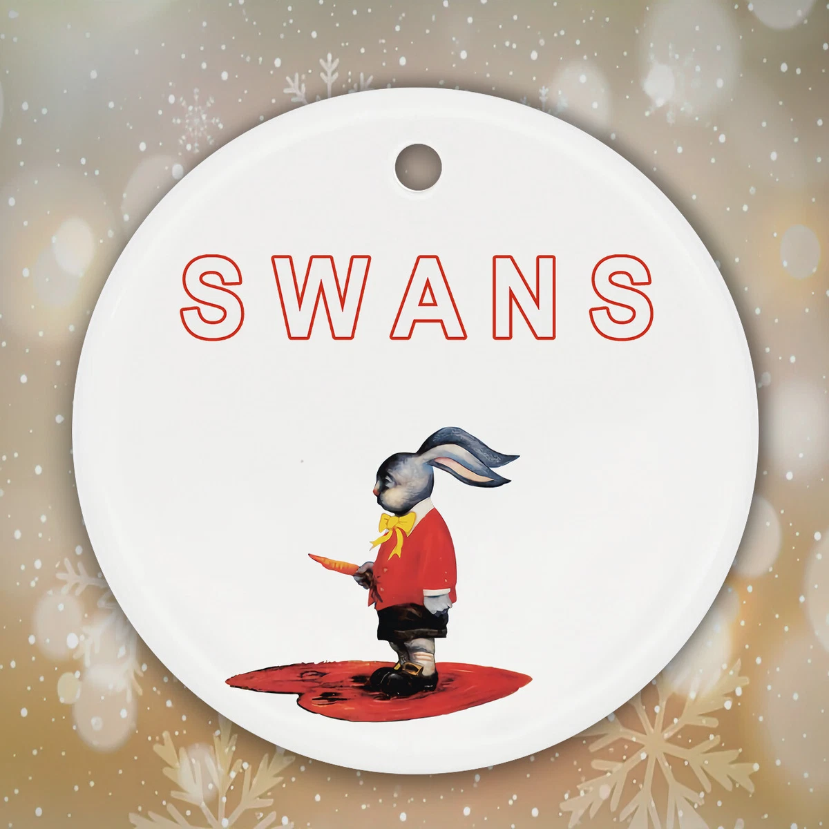 Ceramic Ornament White Light Mouth Infinity Swans Michael Gira 2PCS ...