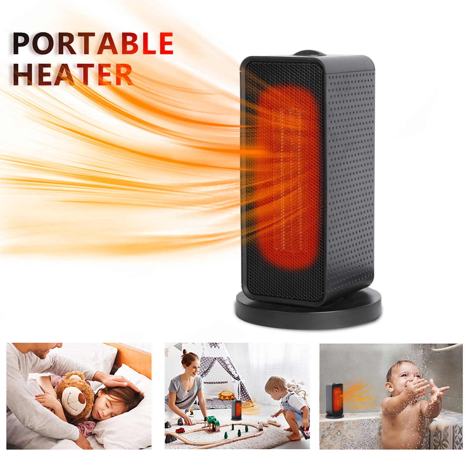Ceramic Oscillating Fan Heater, Portable Desktop Unit, 1500W Fast Heat ...
