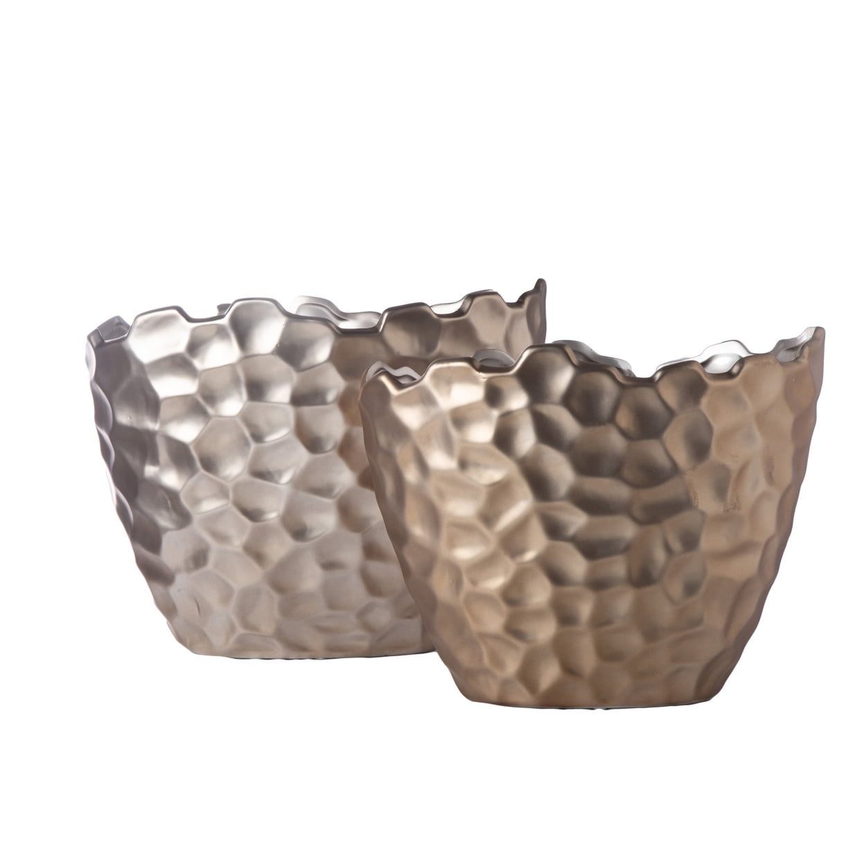Ceramic Oval Pot with Irregular Lip, Geometric Pattern and Tapered ...