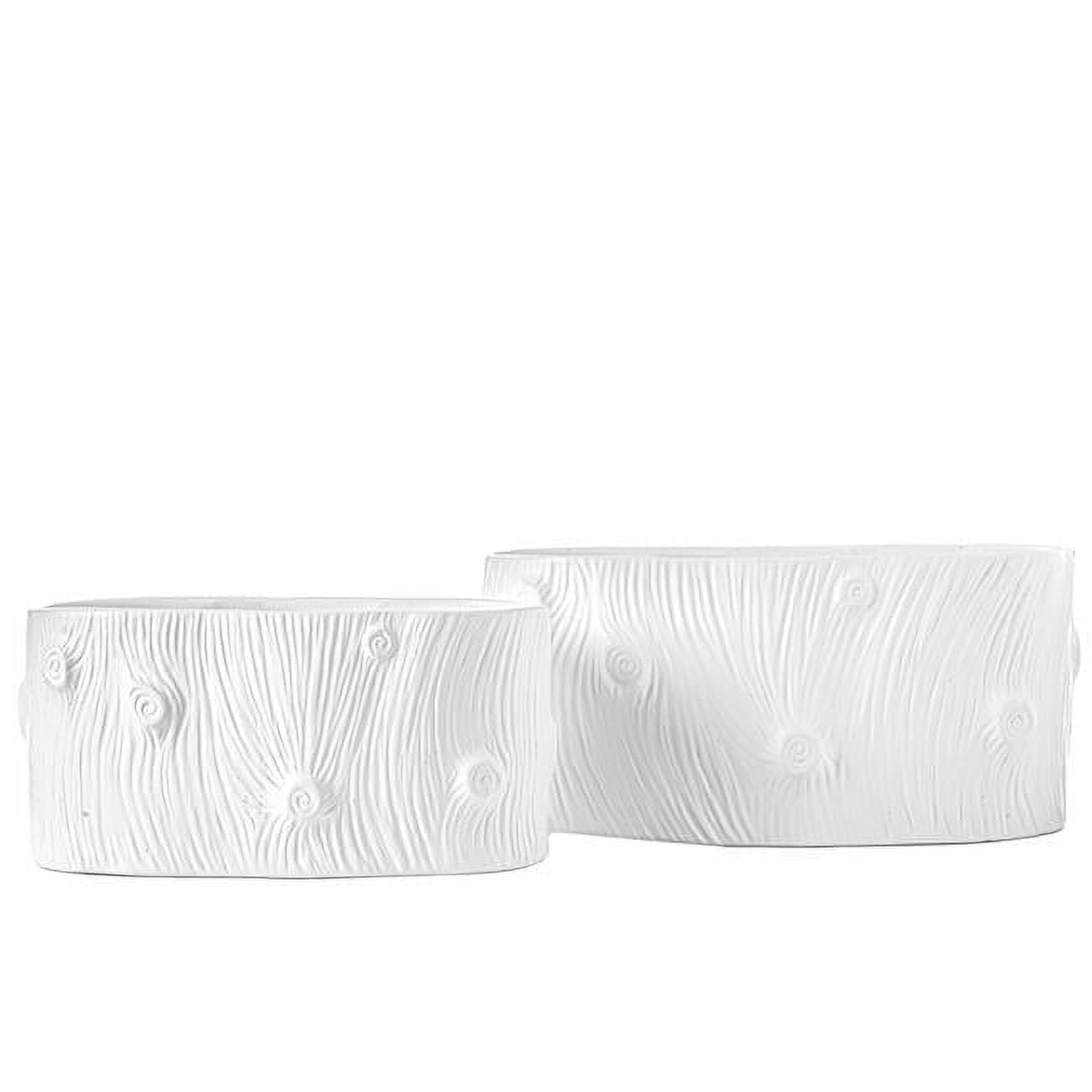 Ceramic Oval Pot with Seamless Pattern Design Body on Base, Matte White ...