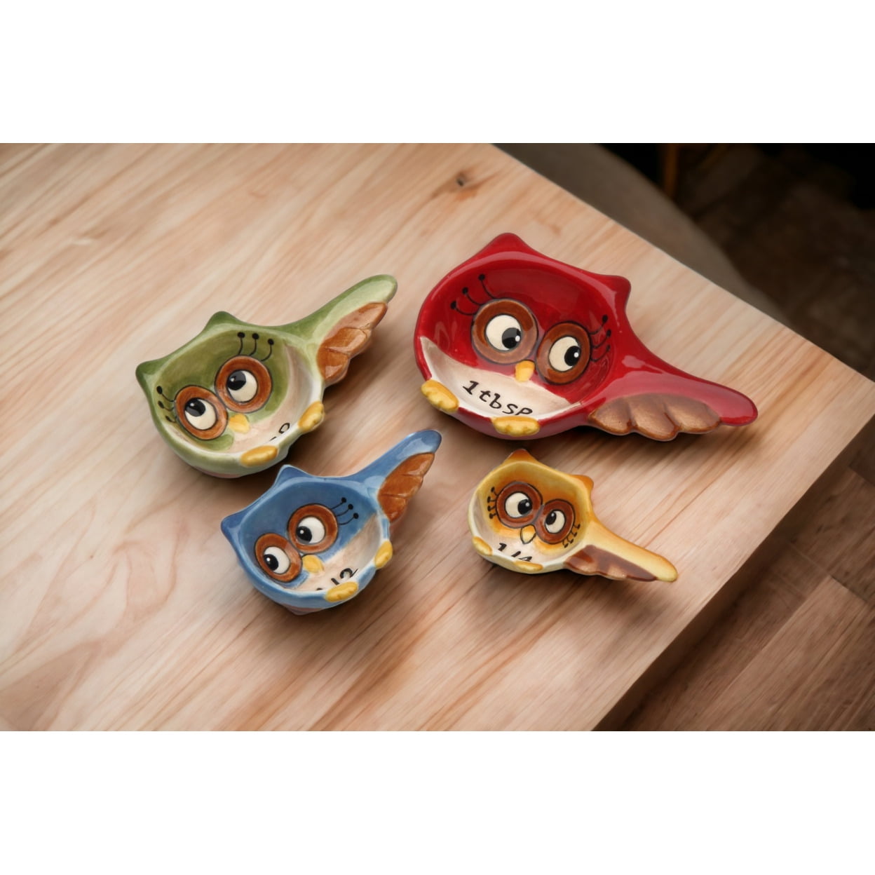 Beautiful & Fun Whimsical Owl Measuring Spoons (Set of 4) - Ceramic ...