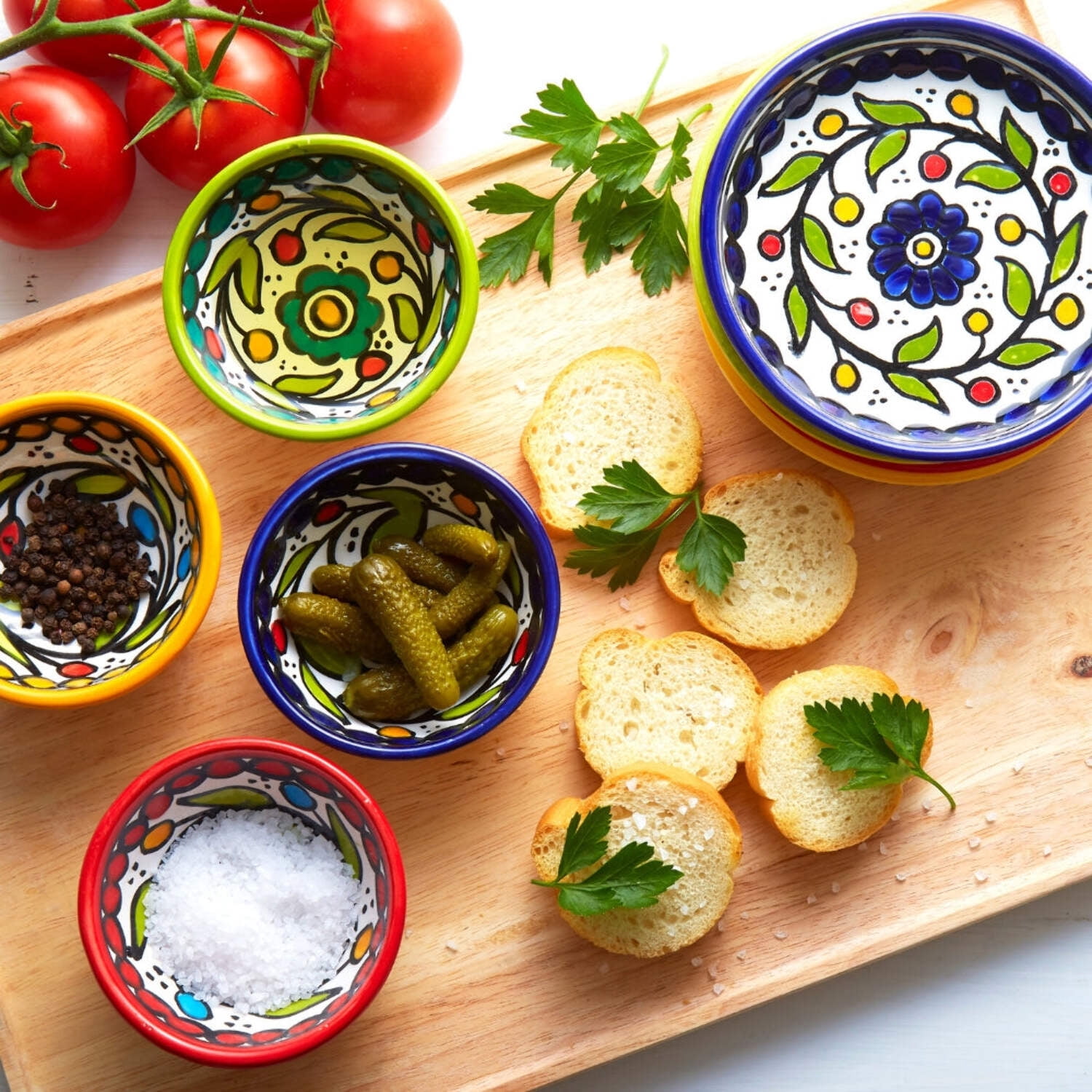 Ceramic Palestine Colorful Vine Appetizer Plates Bowls Set - Walmart.com