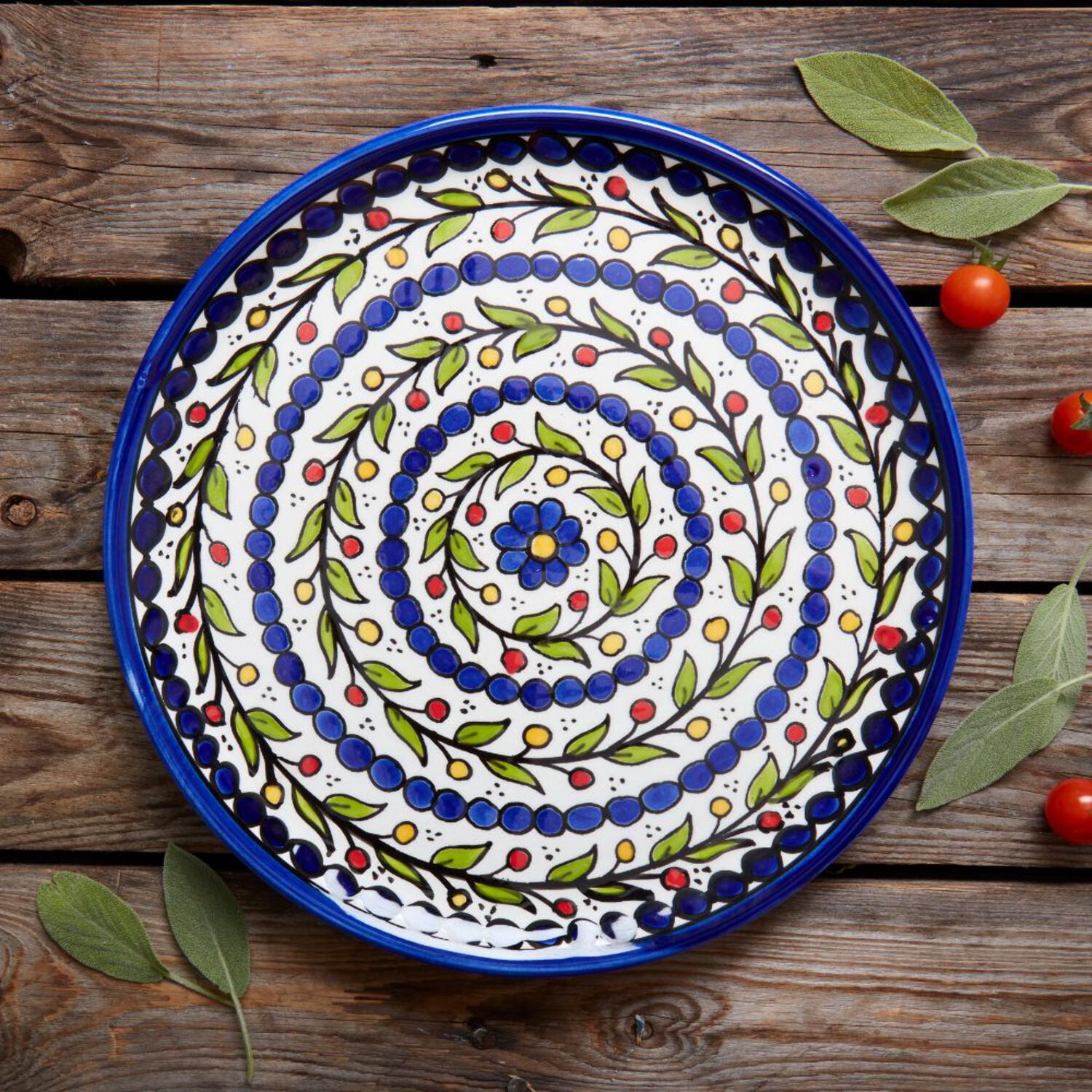 Ceramic Palestine Colorful Vine Blue Dinner Plate - Walmart.com